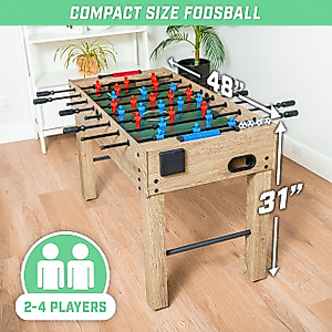GoSports 48 Inch Game Room Size Foosball Table - Oak Finish - Includes 4 Balls and 2 Cup Holders