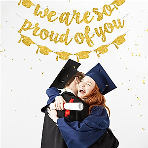 BEISHIDA Gold We are So Proud of You Banner(pre-strung),2024 Graduation Banners, Grad Congrats Class of 2024 Party Supplies,Garland for Congratulation Graduation Decor.