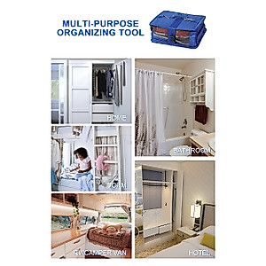 ELEZAY Hanging Packing Cubes Transformable Garment Closet Organizers Storage for Suitcases Carry on Luggage Compression Travel Bag with Shelves for Hotel Wardrobe Camper Accessories X-Large, Blue