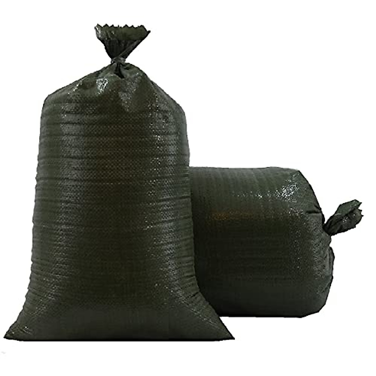 UpNorth Sandbags - Box of 100 - Empty Woven Polypropylene Sand Bags w/Ties, w/UV Protection; size: 14" x 26", color: Military Green
