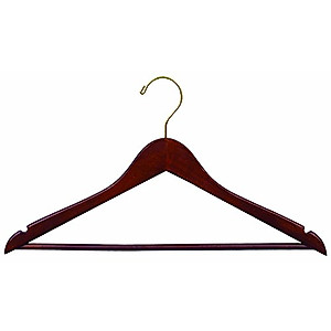 The Great American Hanger Company Wooden Suit Clothes Hanger, Walnut