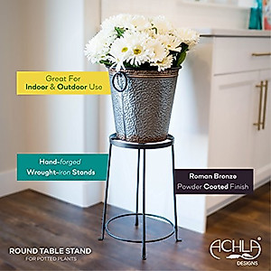 Achla Designs FB-30 Argyle Wrought Iron Plant Stand, 8-inch H, Graphite