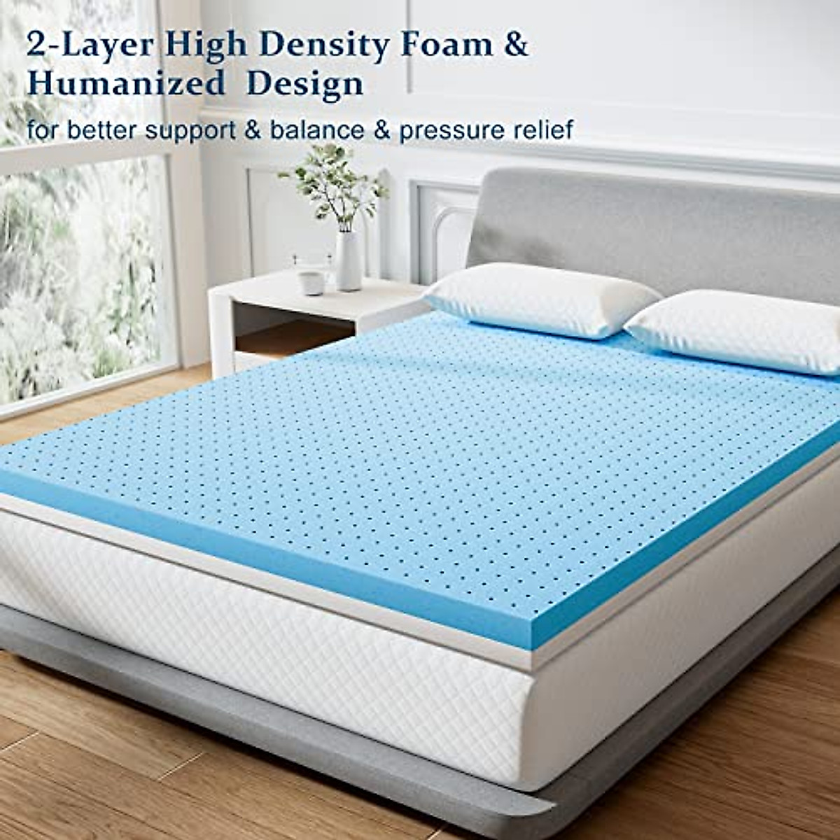 Maxzzz 3 Inch Gel Memory Foam Twin Mattress Topper, Firm Mattress Topper Twin, High Density Firm Foam Bed Topper for Back Pain Pressure Relief with Removable Cover, Certipur-Us Certified
