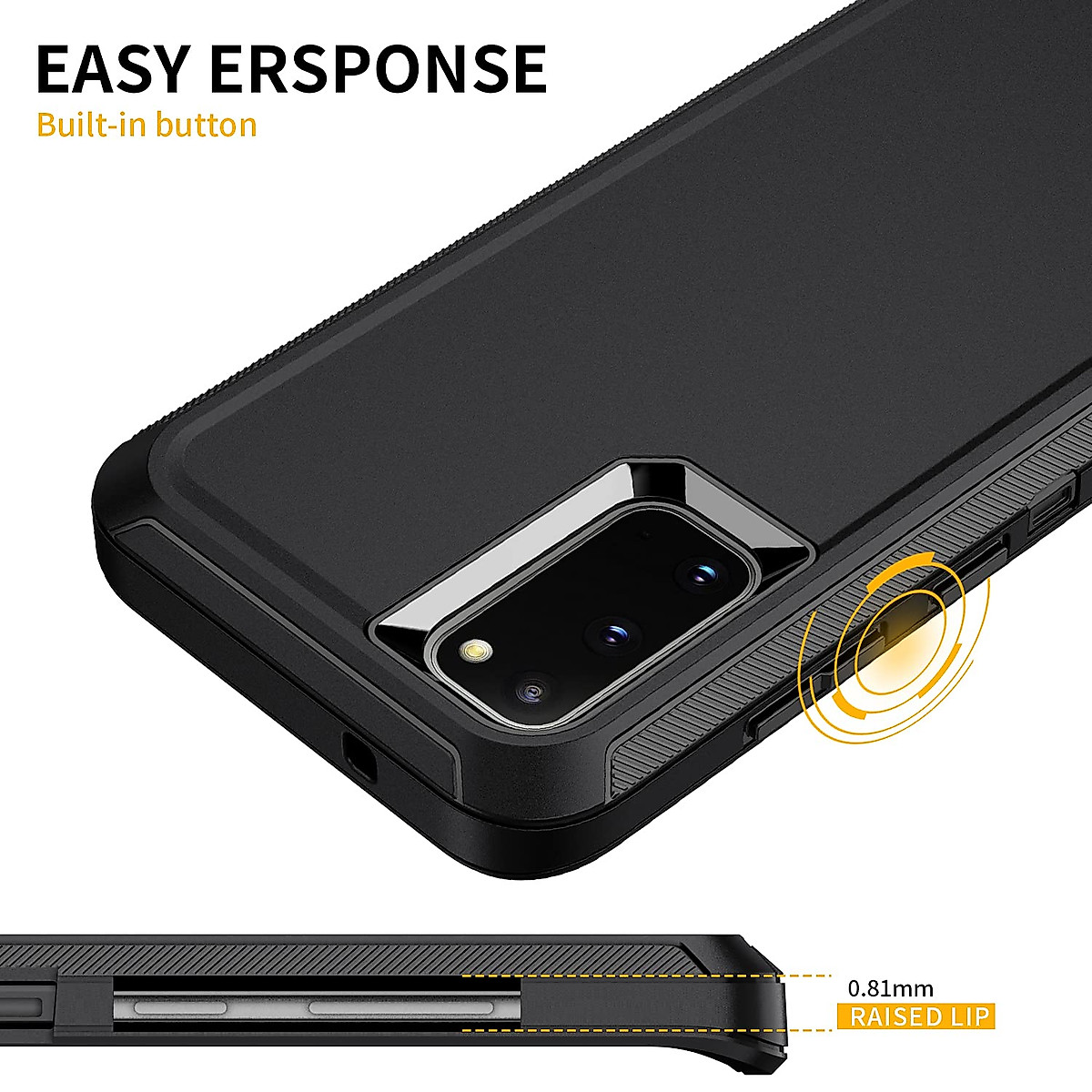 Mieziba for Galaxy S20 5g Case,Shockproof Dropproof Dustproof 3-Layer Full Body Protection Rugged Heavy Duty High Impact Hard Cover Case for Galaxy S20 6.2 inch,Black