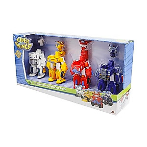 Super Wings - 7" Transforming 4-Pack - Jett, Donnie, Paul, and Astra | Airplane Toys Mini Figures Playset | Fun Preschool Toy Plane for 3 4 5 Year Old Boys and Girls | Birthday Gifts for Kids