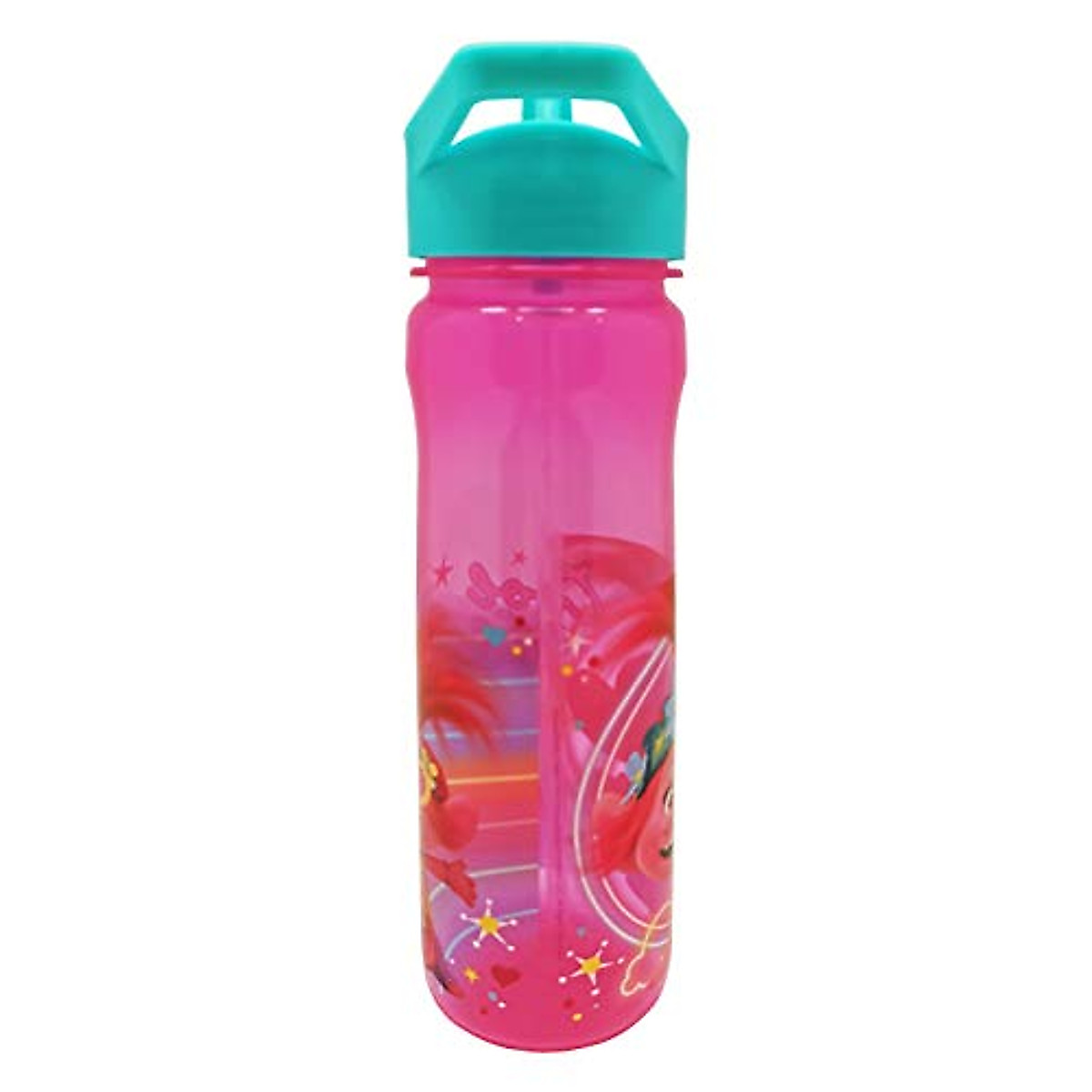 Trolls Reusable 600ml PP Water Bottle with Straw for Kids-Official Merchandise by Polar Gear Drinking School Nursery Sports Picnic BPA Free, Plastic, Pink
