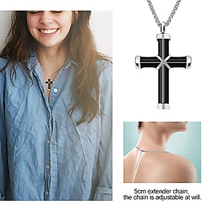 Dletay Cremation Jewelry for Ashes Urn Necklace Memorial Pendant Keepsake Jewelry(Black)