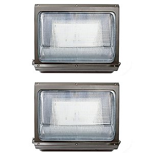 JACS 200W LED Wall Pack Light - 5000K IP65 Outdoor Lighting Fixture for Garage, Porch and Security - Dusk to Dawn Photocell Sensor, Exterior Wall Mount Flood Light, 2 Pack