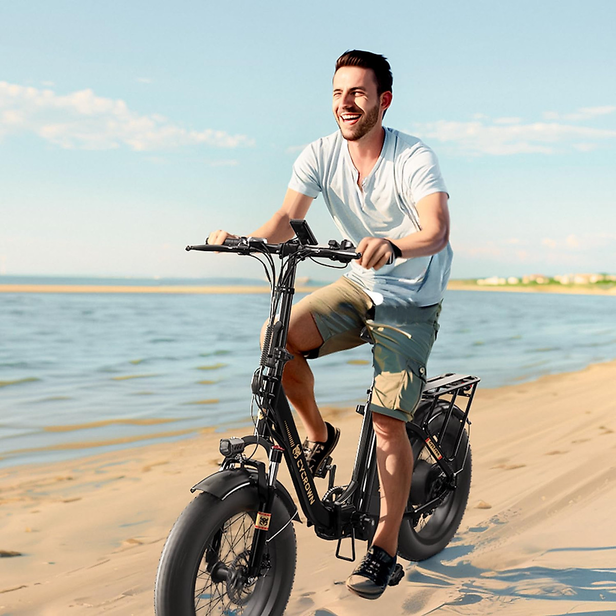 CYCROWN CycFree Electric Bike for Adults,1000W Peak Motor Ebike with 48V 15.6Ah Removable Battery up to 75+Miles & 20MPH Commuter Electric Bicycle, 20" Fat Tire All-Terrain Step-Thru 7-Speed E Bike