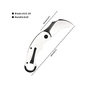 CMB Made Knives Falcon Folding Karambit Japan AUS-10 Steel G10 Handle Tactical Survival Camping Outdoors Pocket Knife CMB-C01W (White)