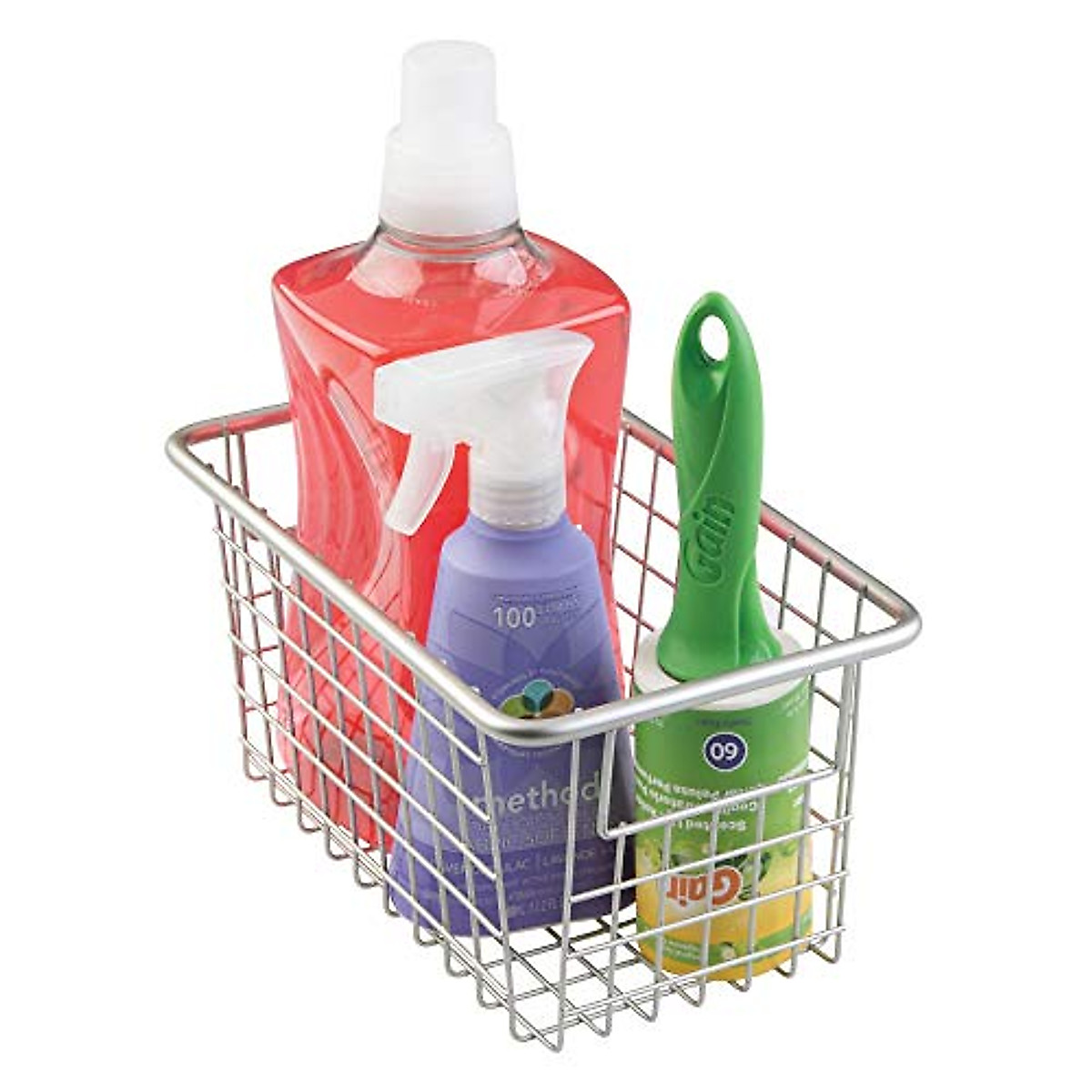 iDesign Forma Metal Wire Pantry Storage Organizer Bin with Handles, Container for Food, Drinks, Produce Organization , 10.24" x 6.24" x 5.06", Satin Silver,69565