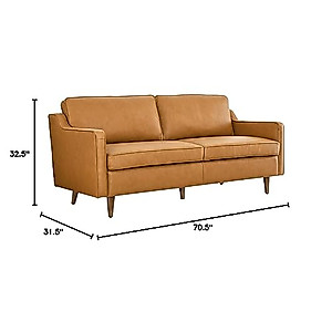 Modway Impart Upholstered Genuine Leather Sofa in Tan