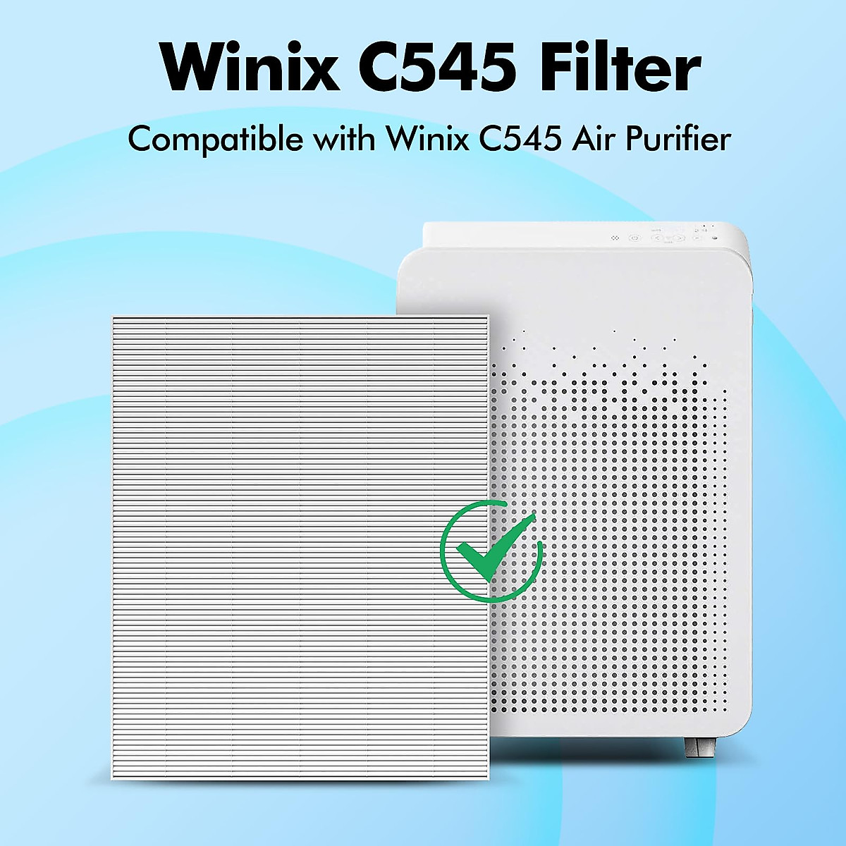 4 Pack C545 HEPA Replacement Filter S Compatible with Winix C545 Air Purifier, for Winix C545 Replacement Filter, H13 Ture HEPA Filter, Part# 1712-0096-00 and 2522-0058-00