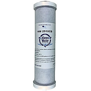 KleenWater KW2510HT Water Filter System - Whole House or Under Sink 2.5 x 10 Inch Housing, Bracket, Wrench and Two Carbon Block Cartridges