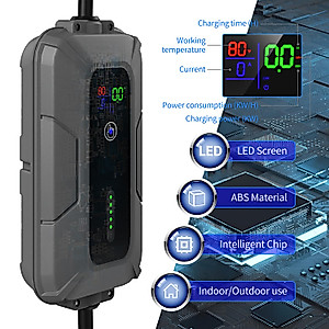 voltfanty Level 1&2 EV Charger, Electric Vehicle Portable Charger with 27.8FT Cable, Home EV Charging Station for J1772 Electric Cars, 16Amp 110V-240V, NEMA 6-20 & NEMA 5-15 Plug