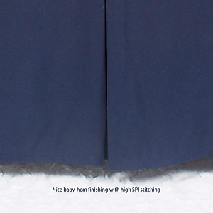 CaSaJa Classic Microfiber Crib Skirt with 2 Sides Pleated, Soft Breathable Dust Ruffle Fits Standard Crib and Toddler Bed, Navy Blue Color for Boys, 14 inches Drop, Navy