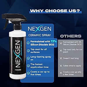 Nexgen Ceramic Spray Silicon Dioxide — Easy to Apply, Ceramic Coating Spray for Cars — Professional-Grade Protective Sealant Polish for Cars, RVs, Motorcycles, Boats, and ATVs — 16oz Bottle
