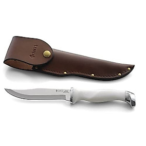 Cutco Model 1769 White (Pearl) Hunting Knife with Straight Edge Blade and Leather Sheath in White Gift Box