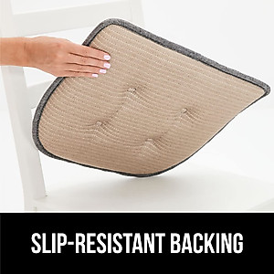 Gorilla Grip Tufted Memory Foam Chair Cushions, Set of 4 Comfortable Pads for Dining Room, Slip Resistant Backing, Washable Kitchen Table, Office Chairs, Computer Desk Seat Pad Cushion, 16x17 Navy