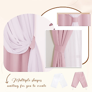 PONY DANCE Nursery Curtains Pink - Curtains for Bedroom Decor Aesthetic Cute Double Layer with Sheer Overlay Windows Covering, 52 x 84 inches, Light Pink, 2 Panels
