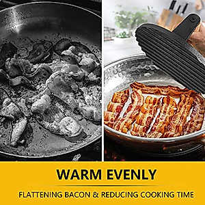 Leonyo 2Pcs Smash Burger Press, Bacon Press for Griddle, Round Cast Iron Grill Press for Flat Top Grill, Rectangular Hamburger Smasher for Griddle, Food Meat Press for Steak, Sandwich, Nonstick Pan