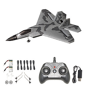 OTXKOO RC Plane Remote Comtrol Airplane RTF RC Plane, 2CH Remote Control Airplane F22 Jet Indoor Outdoor 2.4GHz Radio Control Aircraft for Kids Boys Beginner