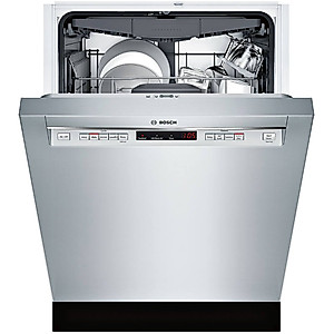 Bosch SHEM63W55N 24" 300 Series Built In Full Console Dishwasher with 5 Wash Cycles,in Stainless Steel