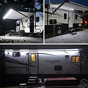 Briignite RV Awning Lights 5M LED Camper Awning Lights 12V 16.4FT Awning LED Strip Light 1500LM White RV Lights Exterior for Travel Trailer
