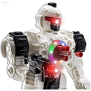 WolVolk 10 Channel Remote Control Robot Police Toy with Flashing Lights and Sounds, Great Action Toy for Boys