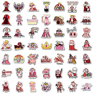 100Pcs Technoblades Game Pink Pig Cute Vinyl Cartoon Stickers for Kids Girls Boys Teens Adults for Water Bottles Laptop Phone Journaling for Birthday Party Supplies Halloween Decoration Favors