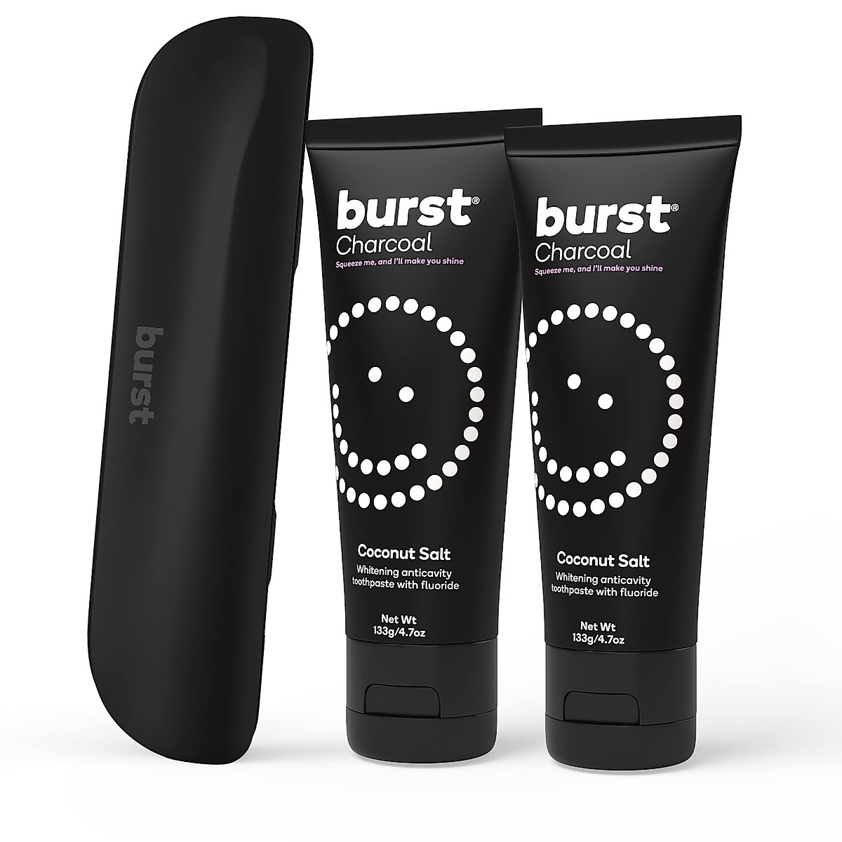 Burst Toothbrush Travel Case + Charcoal Whitening Toothpaste 2pk