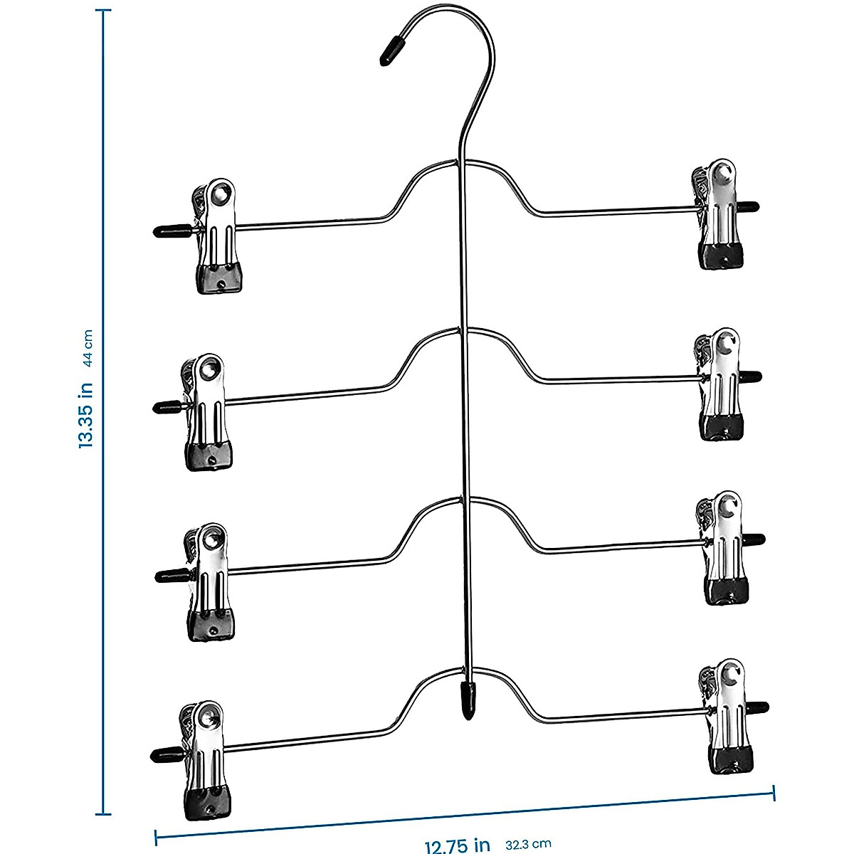 Zober Space Saving 4 Tier Skirt Hanger with Adjustable Clips (3 Pack) 4-on-1 Hanger, GAIN 50% More Space, Reliable Non Slip Grip, Durable Metal Pants Hanger Great for Slack, Trouser, Jeans, Towels Etc