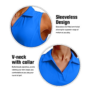 G Gradual Women's Sleeveless Golf Polo Shirts Tennis Quick Dry Collared Tank Tops V-Neck Polos for Women(Blue,XL)