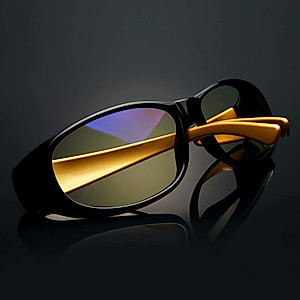 AHT Fit Over Blue Light Blocking Glasses Computer Gaming Eyeglasses for Women and Men, Fitover Your Prescription or Reading Glasses, Sleep Better, Reduce Eye Strain(Black-Glod)