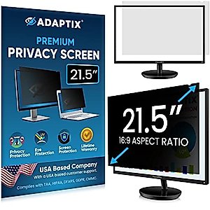 Adaptix Monitor Privacy Screen 21.5” for Desktop Computer Monitor and iMac 4K Retina – Anti-Glare, Anti-Scratch, Blocks 96% UV – Matte or Gloss Finish Privacy Filter Protector – 16:9 (APF21.5W9)