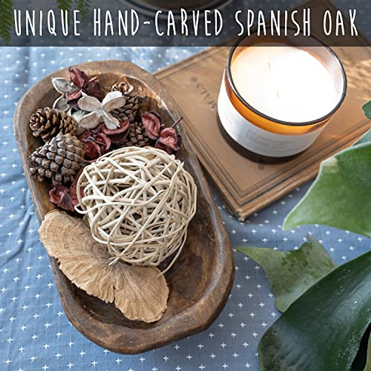 MAINEVENT Decorative Bowl Home Decor 10 Inch, Wooden Dough Bowl Decor, Wooden Bowl Decor, Wood Bowl Dining Room, Table Centerpiece Decor Bowl, Wood Bowl Decorative Wood Dough Bowl Centerpiece Bowl