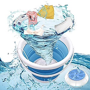 Portable Washing Machine 5L Wash Bucket Foldable Small Portable Laundry Machine Mini Washing Machine Ultrasonic Turbine Washer for Underwear, Sock, Baby Clothes, Travel, Camping, Dorm, RV, Home