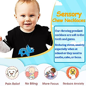 Chew Necklaces for Sensory Kids, 5 Pack Chewy Necklace Sensory for Boys and Girls with ADHD, SPD, Autism, Silicone Autism Sensory Products for Adult Reduce Chewing Anxiety Fidget