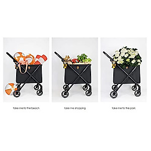 MY DUQUE - MAX Shopping Caddy, Personal Shopping Trolley, Foldable Shopping Trolley on 4 Wheels, Suspension, Height Adjustment Handle, Foot Brake, Cup Holder, Modern Design, Load Capacity up to 25 kg