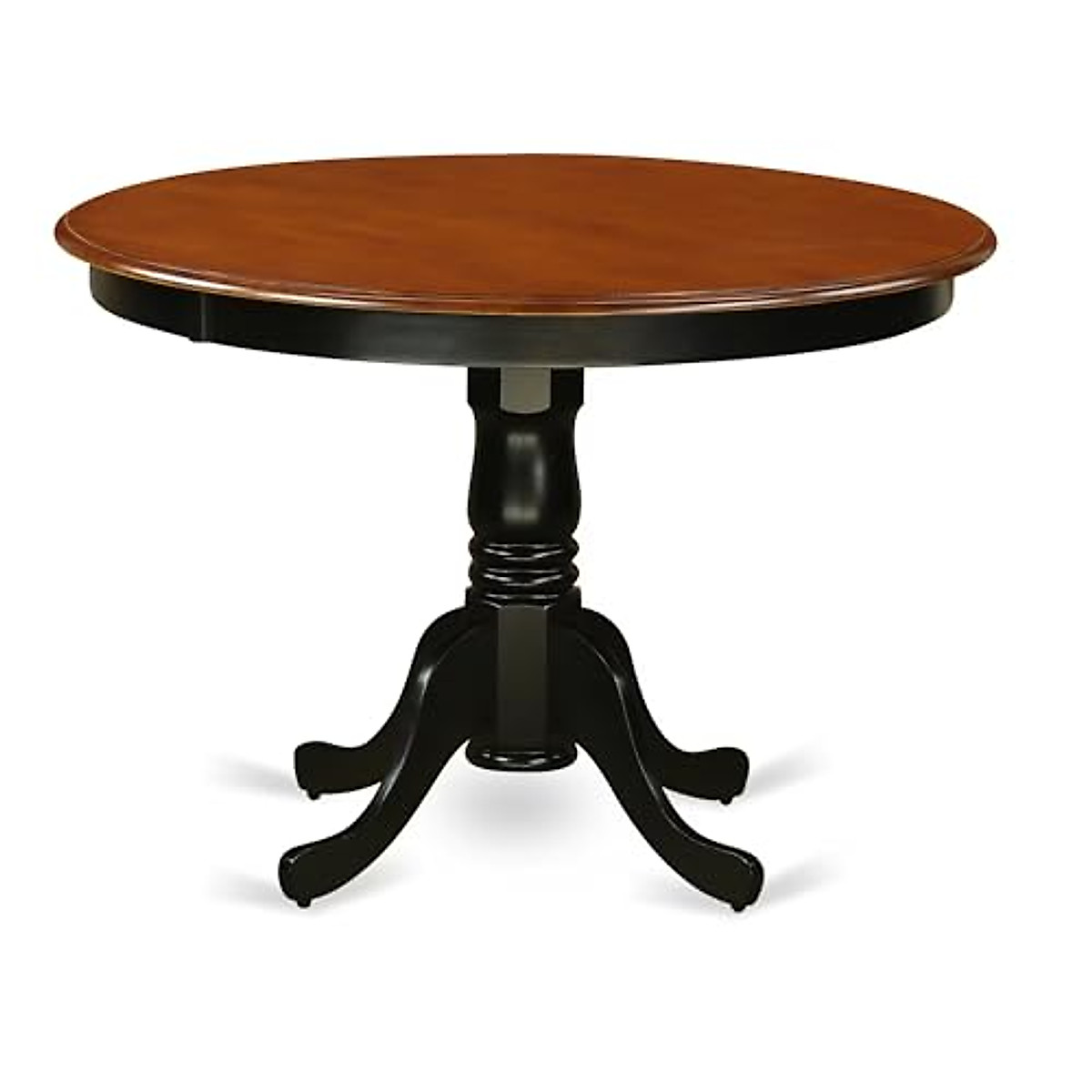 East West Furniture HLAV5-BCH-LC 5 Piece Modern Dining Table Set Includes a Round Wooden Table with Pedestal and 4 Faux Leather Dining Room Chairs, 42x42 Inch, Black & Cherry