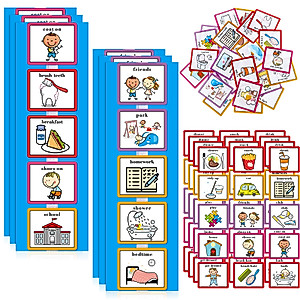 35 Pieces Visual Schedule Cards Routine Cards Home Chore Chart Routine Cards Autism Learning Materials with 35 Pieces Hook and Loop Dots for Kids, Classroom School (Yellow, Cute Style)
