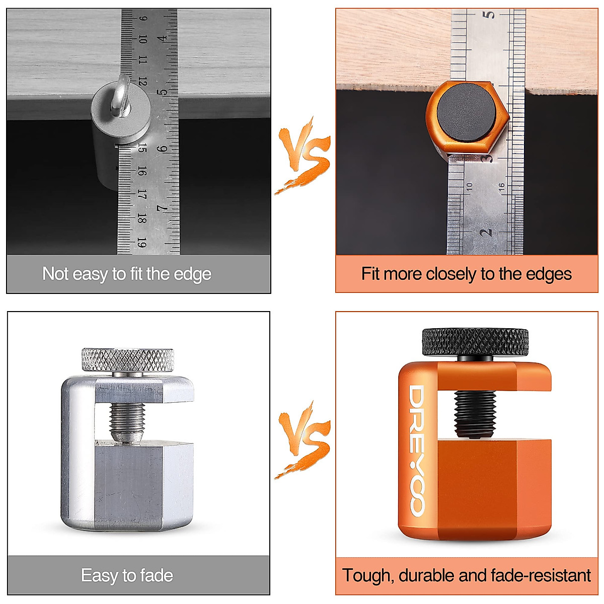 Dreyoo Tall Stair Gauges for Framing Square Anodized Framing Square Attachments for Circular Saw Metal Stair Stringer Layout Tool for Carpentry Square Rafter Gauge Clamps and Marking Repetitive Angles