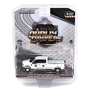 2017 Dually 4x4 Pickup Truck White Detroit Mounted Police (Michigan) Dually Drivers Series 8 1/64 Diecast Model Car by Greenlight 46080 D