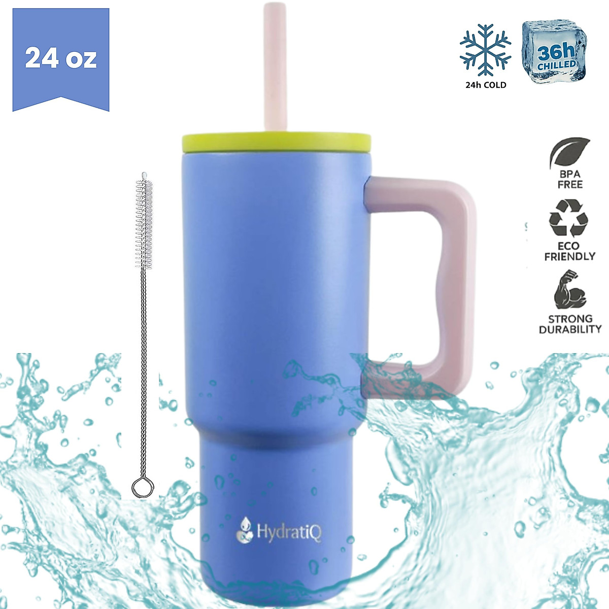 24 oz Insulated Tumbler Kids with Handle, Spill Proof Kids Water Bottle, Leak Proof Cup with straw Lid, Women, Teen, Toddler, Adults, Children Tumbler