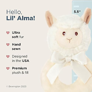 Bearington Baby Lil’ Alma, 5.5 Inch Plush Llama Stuffed Animal Soft Rattle