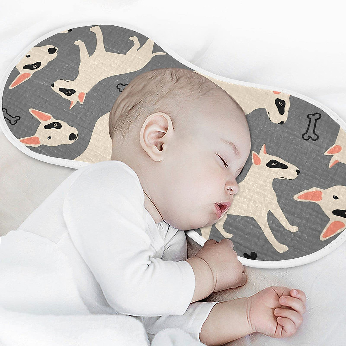 YYZZH Bull Terrier Pitbull Dog and Bone Muslin Burp Cloths for Baby 2 Pack 100% Cotton Baby Washcloths Bibs for Boy Girl