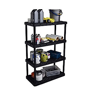 Gracious Living 4 Shelf Fixed Height Ventilated Heavy Duty Storage Unit 18 x 36 x 54 Organizer System for Home, Garage, Basement, and Laundry, Black