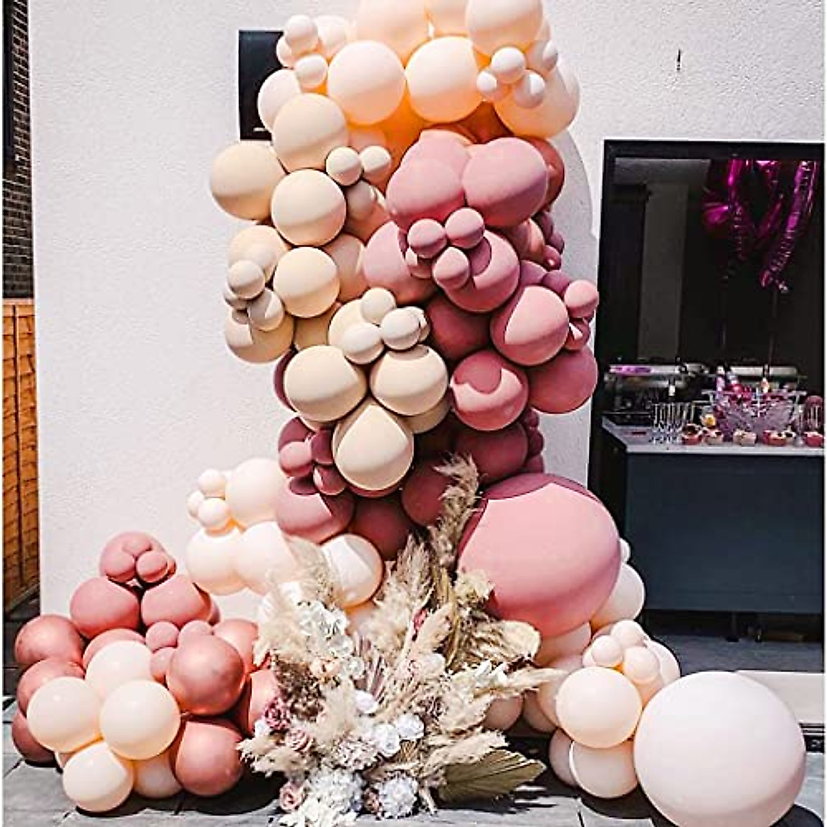 Dusty Rose Pink Balloon Arch Kit Nude Blush Gold Double Stuffed Balloon Garland 121 Latex Pastel Neutral Balloons for Gender Reveal, Baby Shower Bridal Engagement, Boho Wedding baptism Party