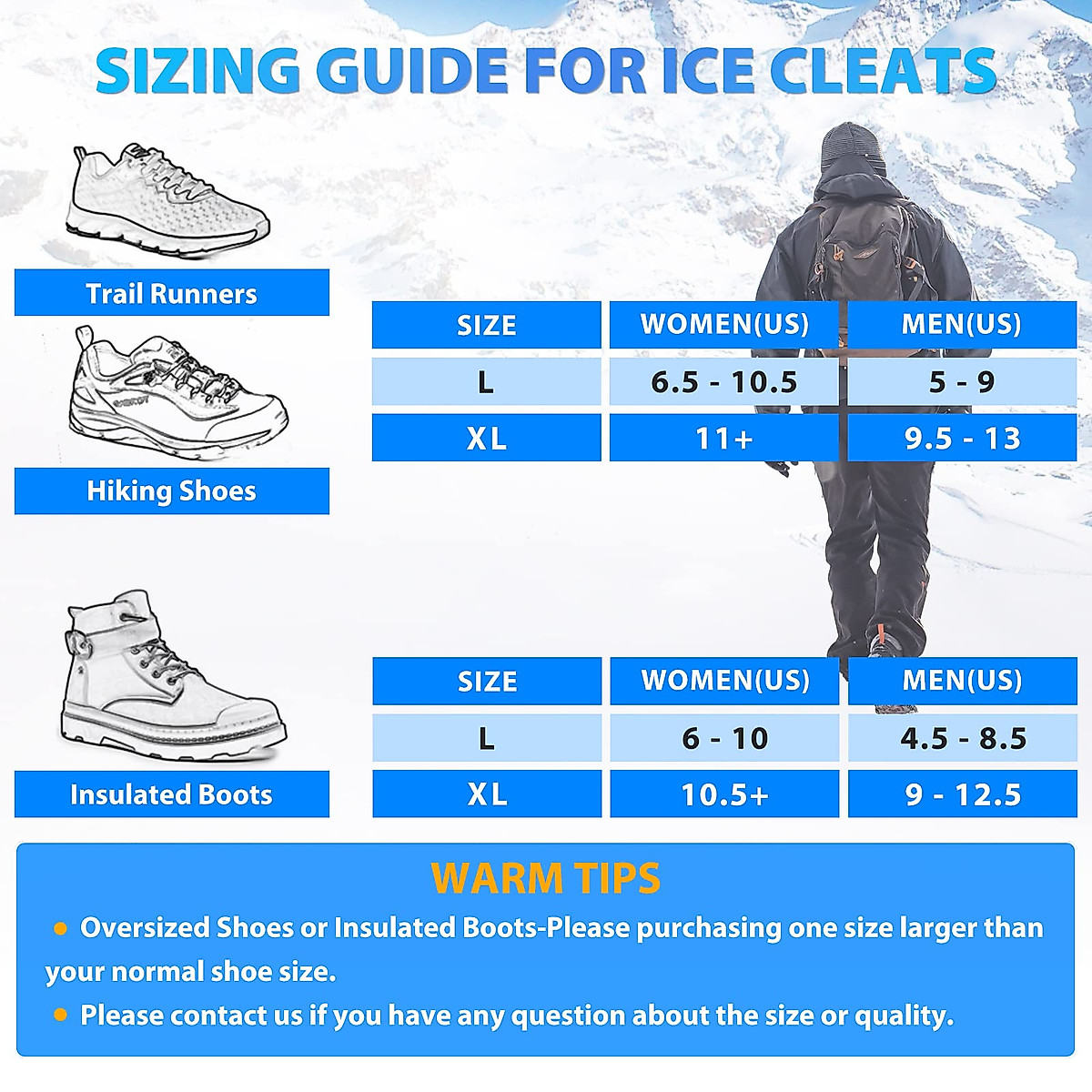 Sfee Crampons Ice Cleats, V3 Tungsten Ice Cleats for Shoes and Boots Crampons for Hiking Boots Ice Cleats for Women Men Kids Traction Cleats for Walking on Snow Ice Grips for Fishing, Walking, Running