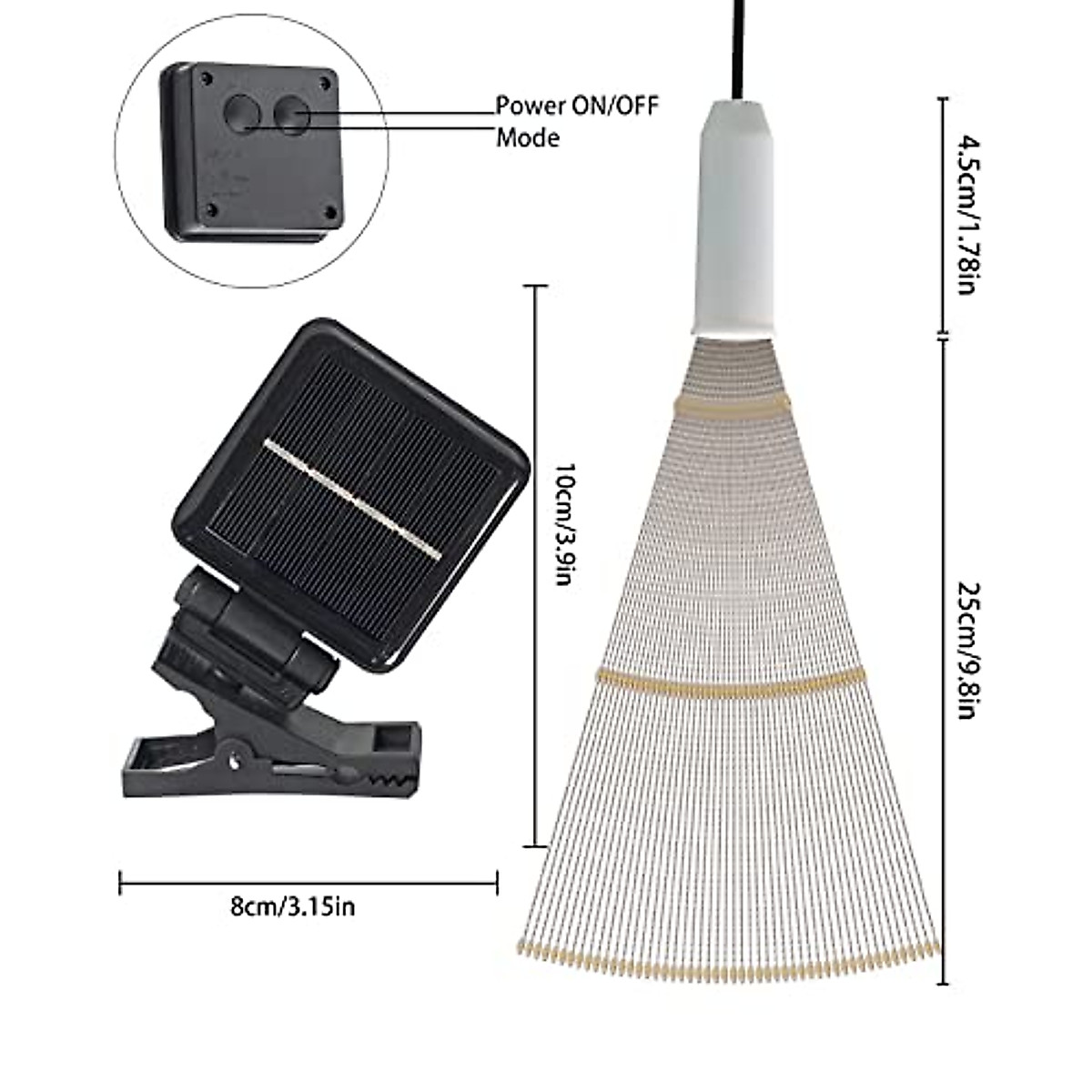 4 Pack Solar Fireworks Lights Clip On Lights 150 LED Waterproof Fairy String Lights 8 Modes Lighting Outdoor Lights Christmas Lights for Garden Patio Party Wedding Decorative (Warm White)